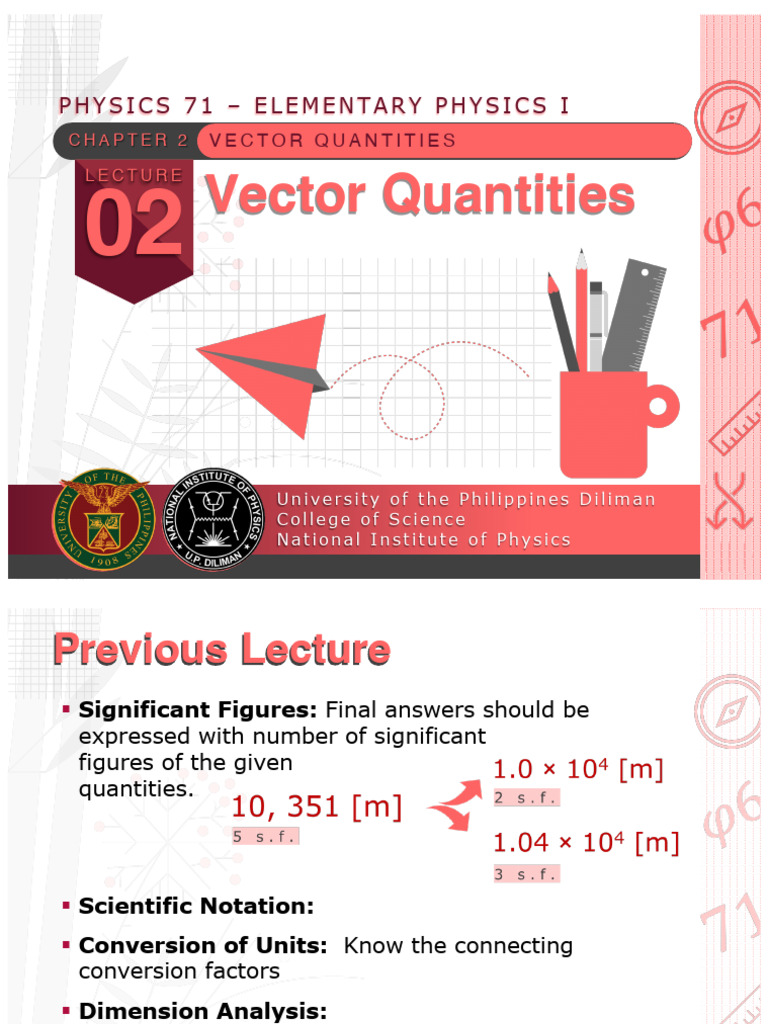 Lecture 2 Vector Quantities Pdf Euclidean Vector Velocity