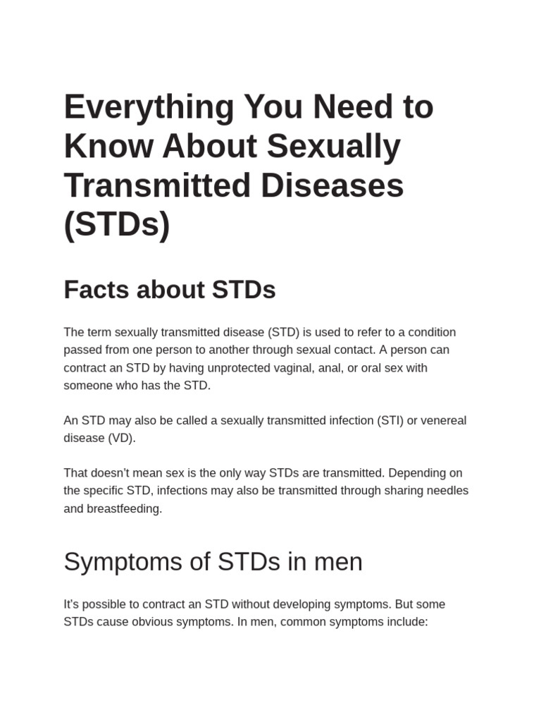 Everything You Need To Know About Sexually Transmitted Diseases (STDS) | PDF | Sexually ...