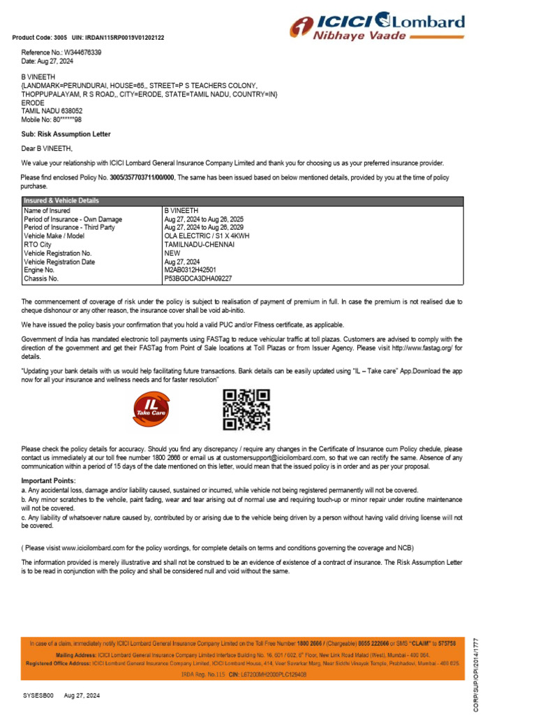 Insurance Policy Details | PDF | Insurance | Pro Rata