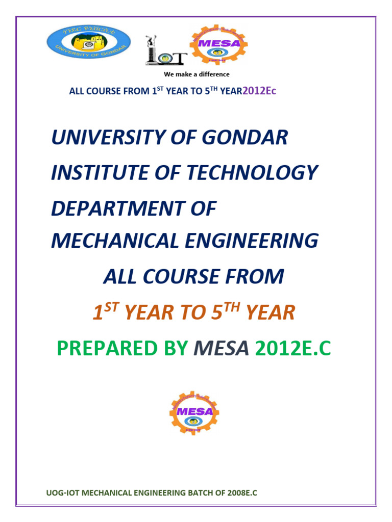 1st-5th Year All Course-1 | PDF | Engineering | Mechanical Engineering