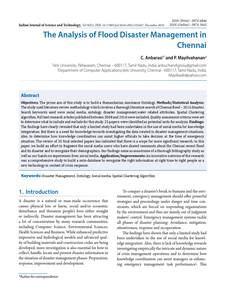 Analysis of Flood Disaster Management | PDF | Cluster Analysis ...