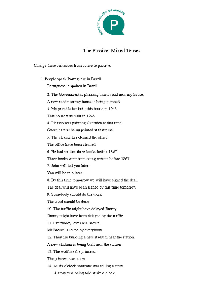 passive_mixed_tenses-2 | PDF | Linguistics