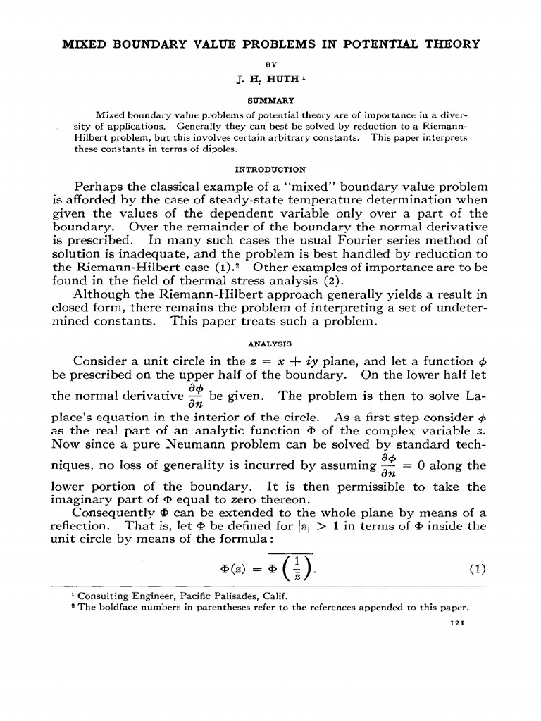 Huth - Mixed Boundary Value Problems in Potential Theory | PDF | Analysis | Mathematical Analysis