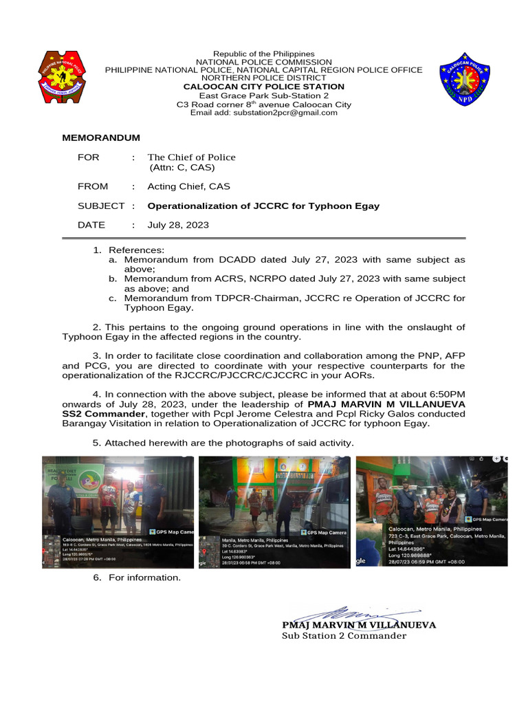 Ccps Typhoon Egay 2023 | PDF