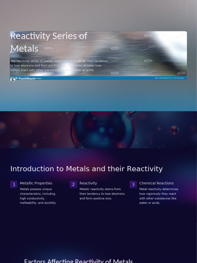 Reactivity Series of Metals | PDF | Silver | Metals