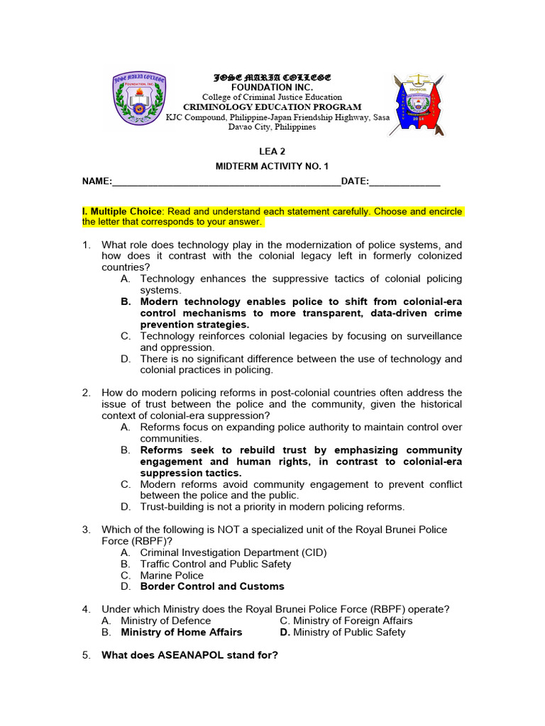 LEA 2 -MIDTERM ACTIVITY NO. 1(OCTOBER 24, 2024) | PDF | Police | Cambodia
