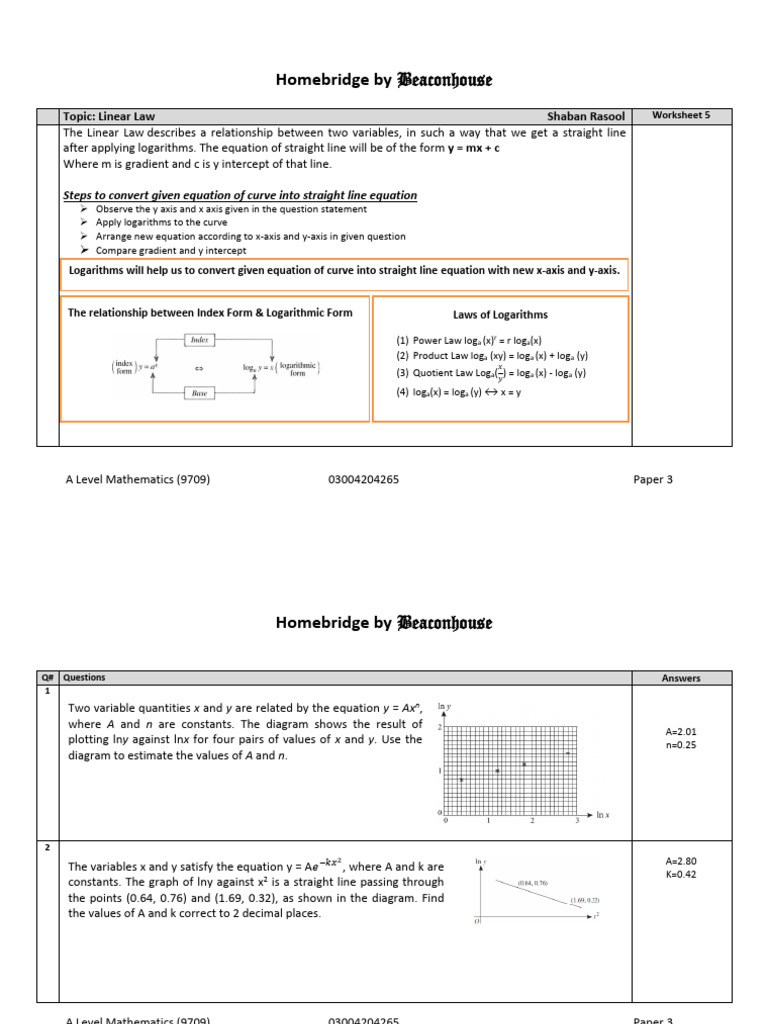 W5 Linear Law | PDF | Variable (Mathematics) | Equations