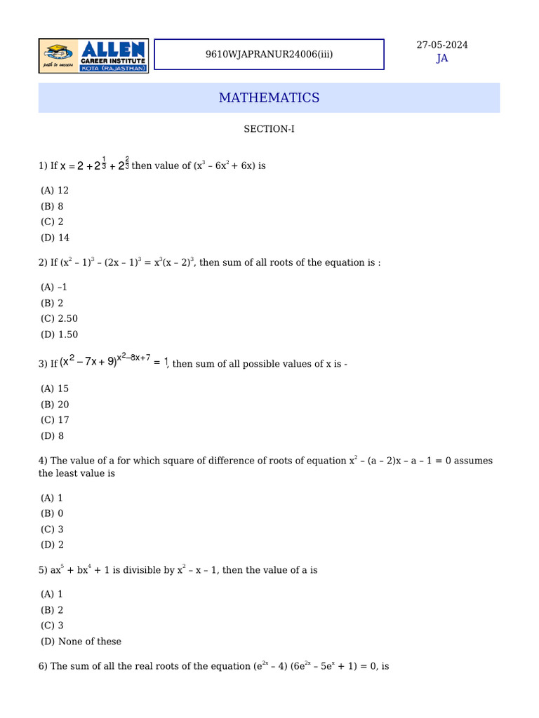 Solution | PDF | Zero Of A Function | Equations
