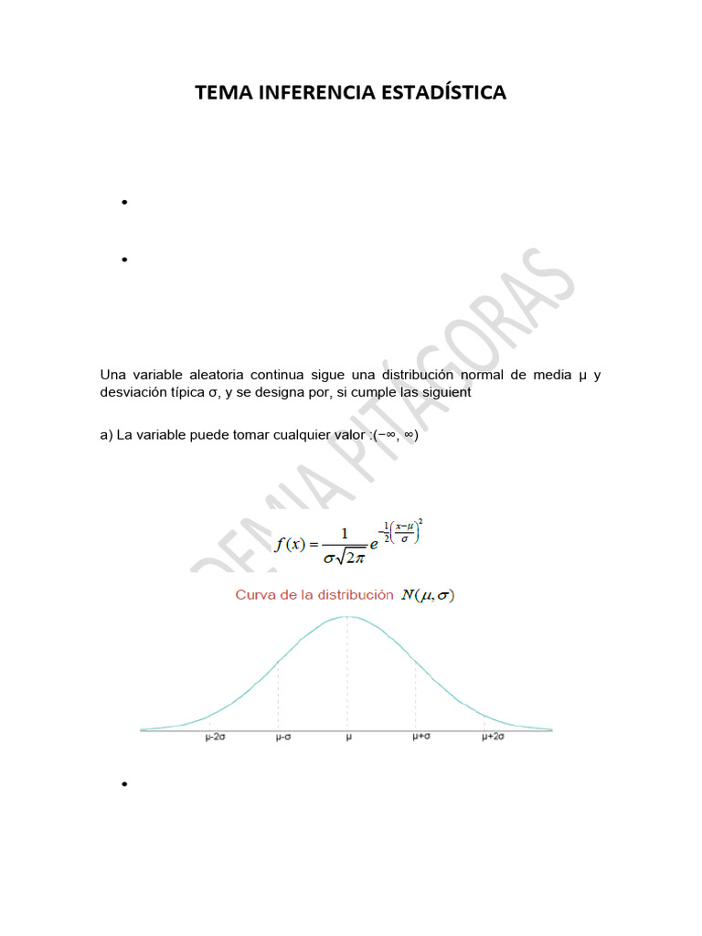 Tema Inferencia Estadística | PDF | Distribución normal | Variable aleatoria