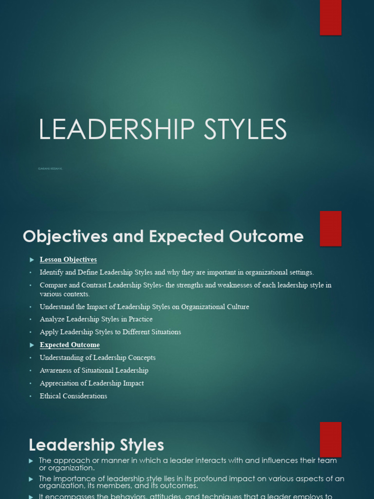 Leadership Styles Tutorial | PDF | Leadership | Organizational Culture