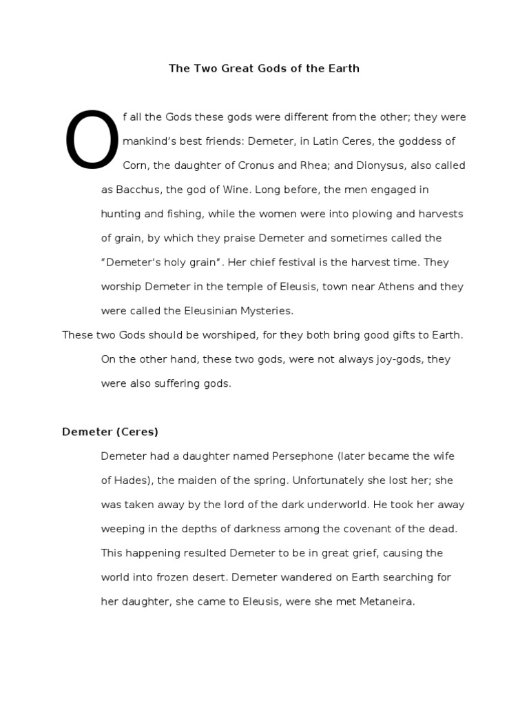 The Two Great Gods of The Earth | PDF | Dionysus | Hades