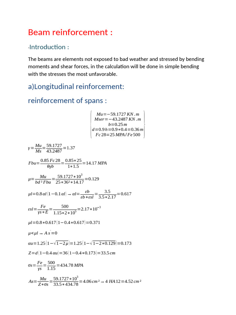 Beam reinforcement | PDF | Bending | Beam (Structure)