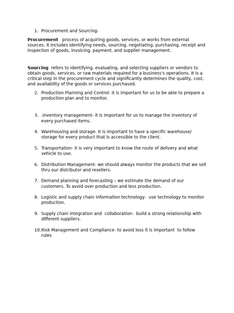 Procurement and Sourcing | PDF