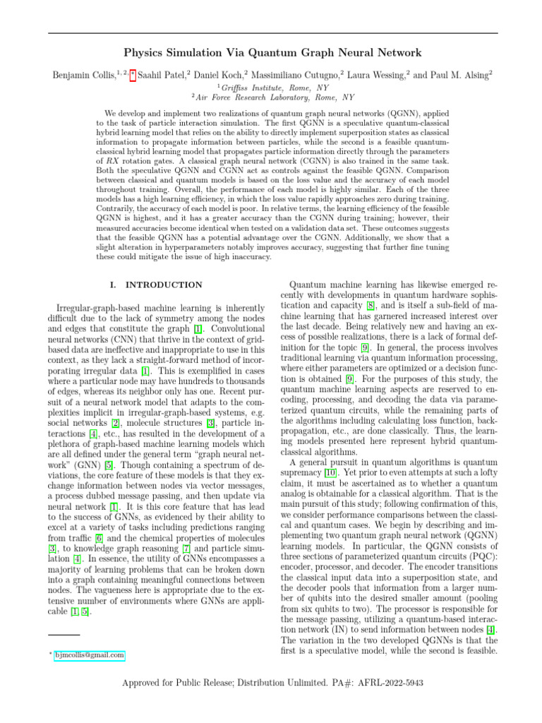 Physics Simulation Via Quantum Graph Neural Network | PDF | Matrix (Mathematics) | Quantum Computing