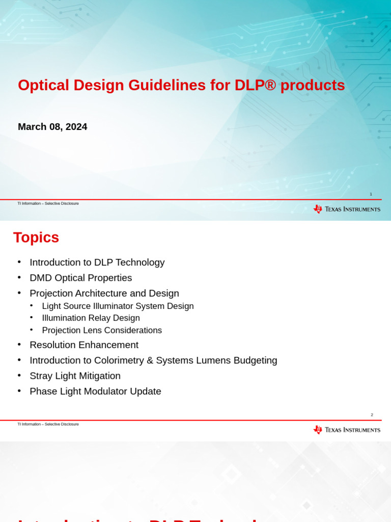 Optical Design Guidelines For DLP Products | PDF | Mirror | Diffraction