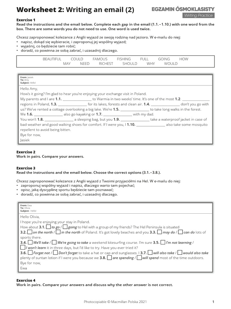 Writing Practice Worksheet 2 (Wersja Edytowalna) | PDF