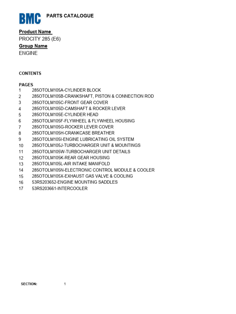 Procity 285 (E6) - Serbia Spare Parts Catalog | PDF | Screw | Piston