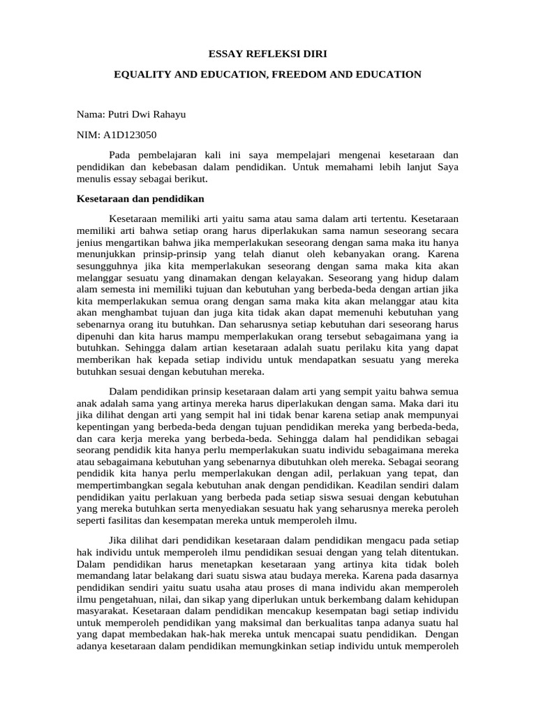 Essay Refleksi Diri Lesson 11 | PDF