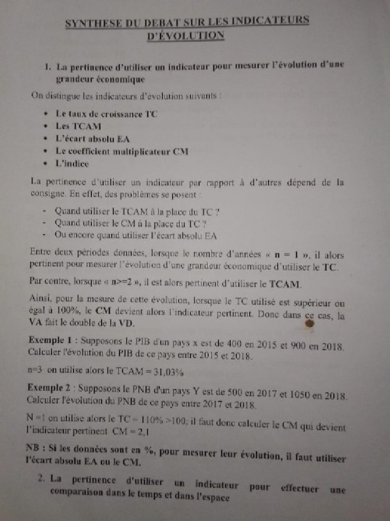 Les principaux indicateurs économiques | PDF