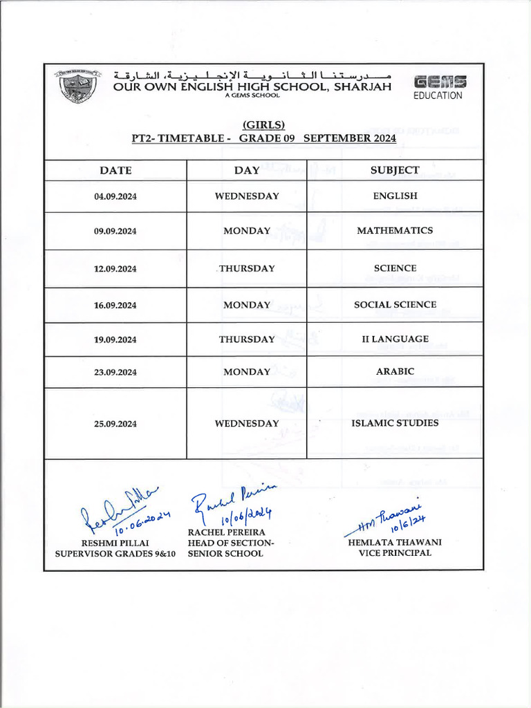 GR9 PT2 Timetable | PDF