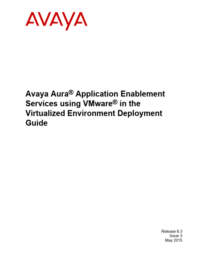 Avaya Aura Application Enablement Servicesusing VMwareinthe Virtualized Environment Deployment ...
