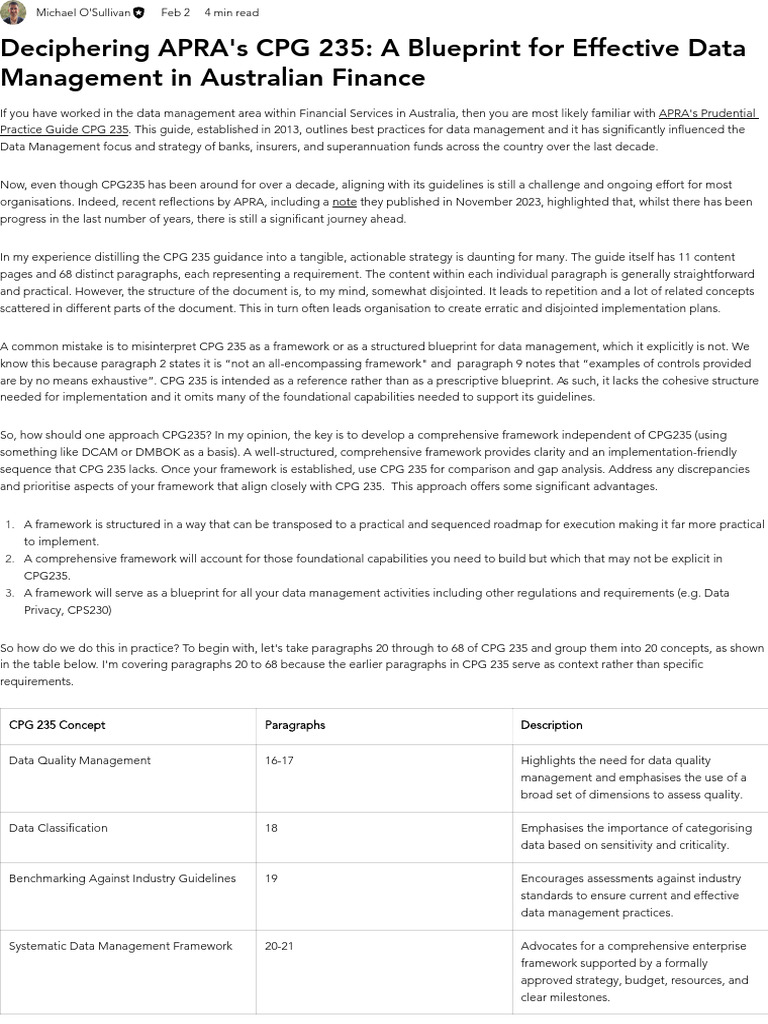Deciphering APRA's CPG 235 - A Blueprint For Effective Data Management ...