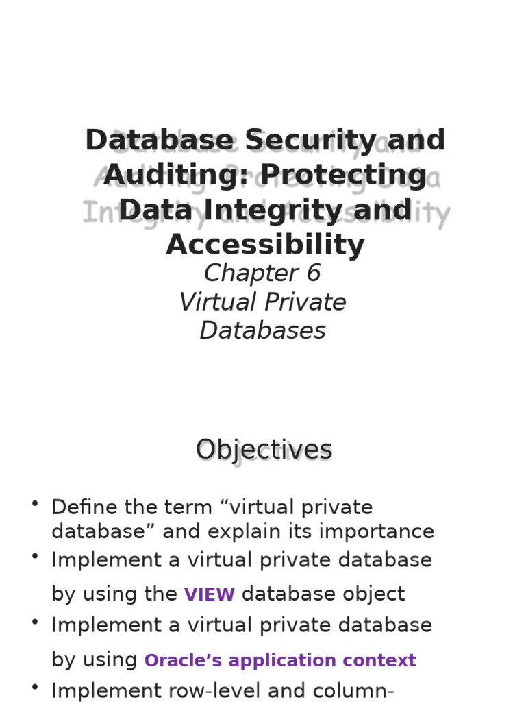 4670 Lecture8 VPD | PDF | Databases | Information Technology