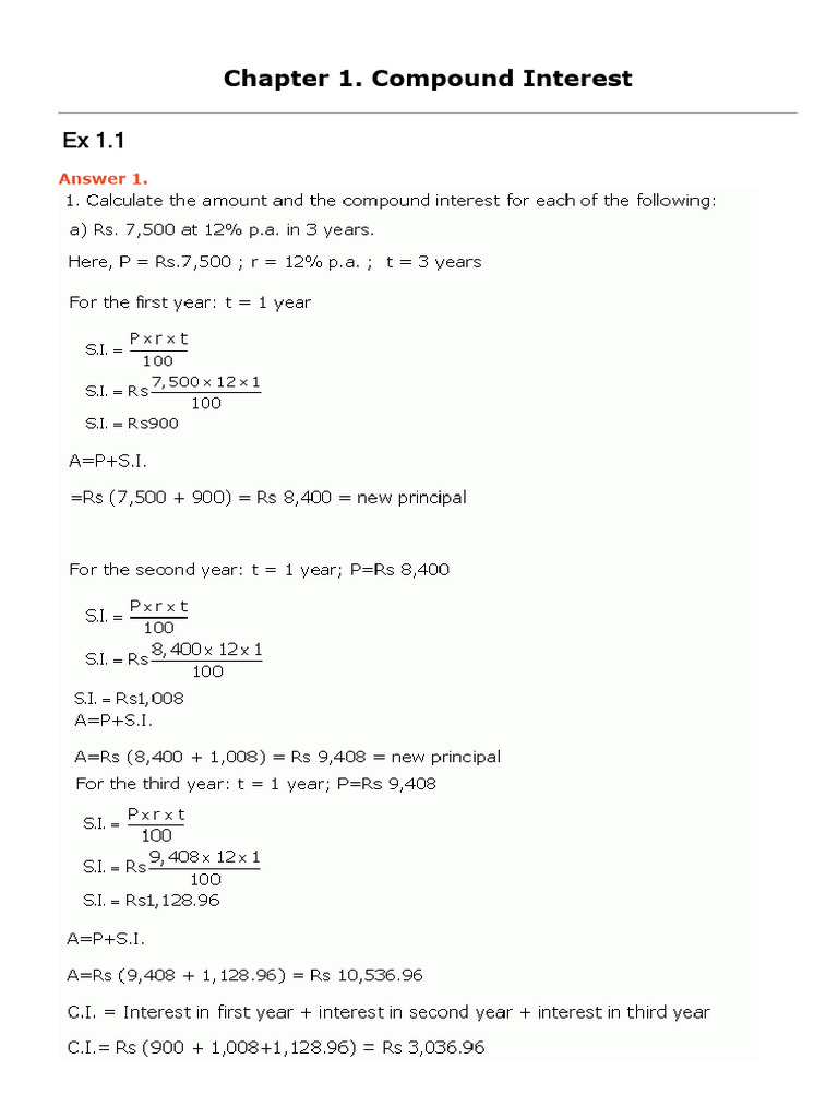 Frank Maths Solutions Class 10 Chapter 1 Compound Interest | PDF | Teaching Methods & Materials ...