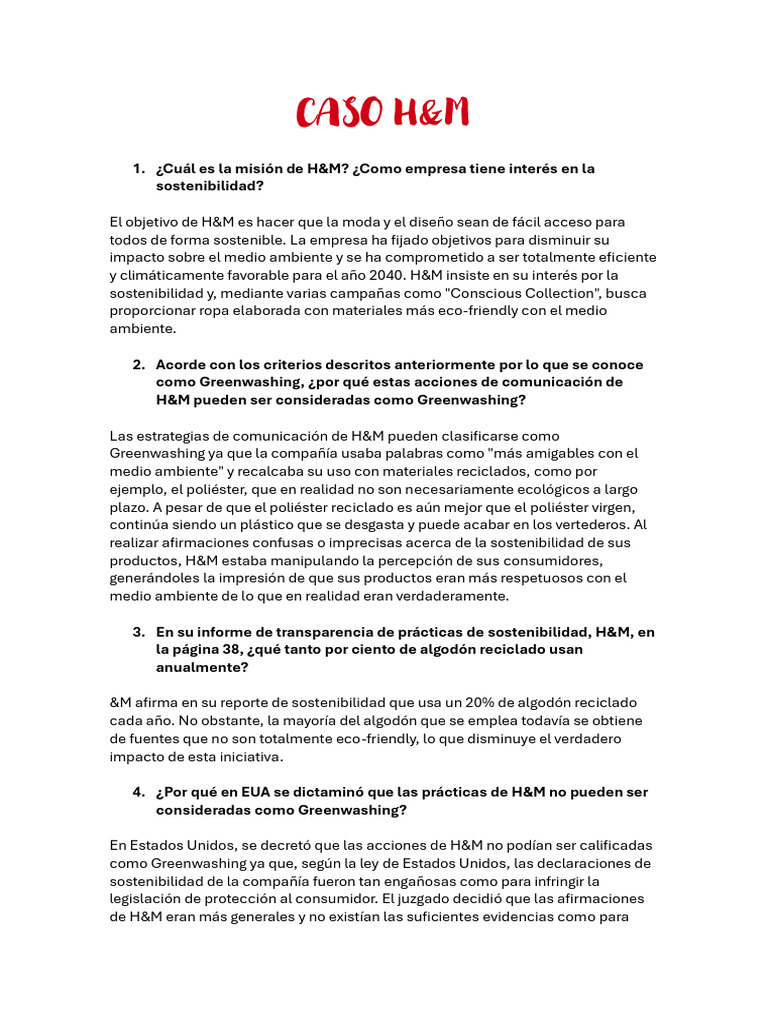 Caso HyM | PDF | Sustentabilidad | Reciclaje