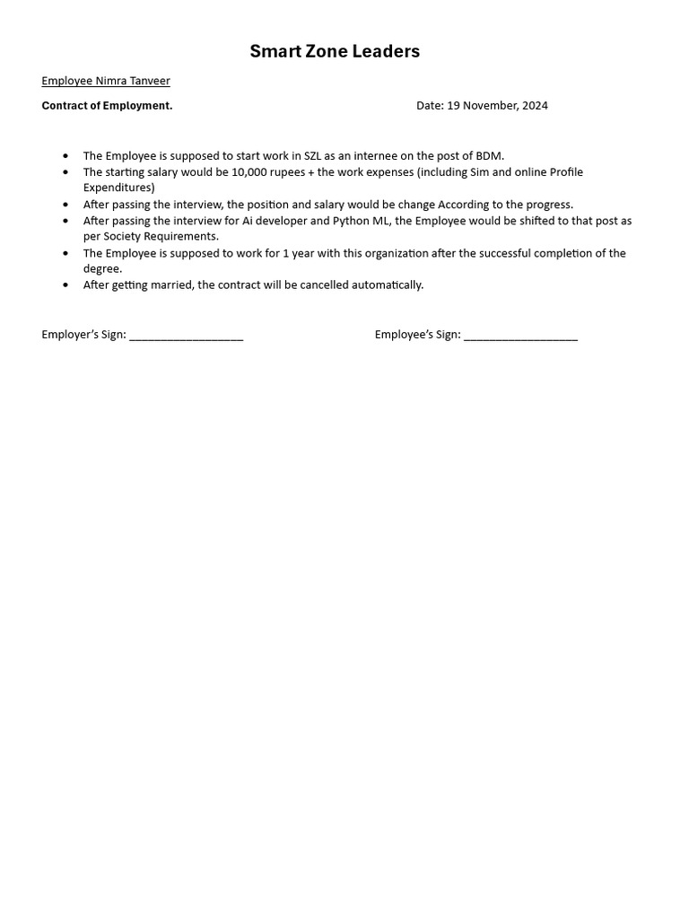 Smart Zone Leaders Contract | PDF | Business