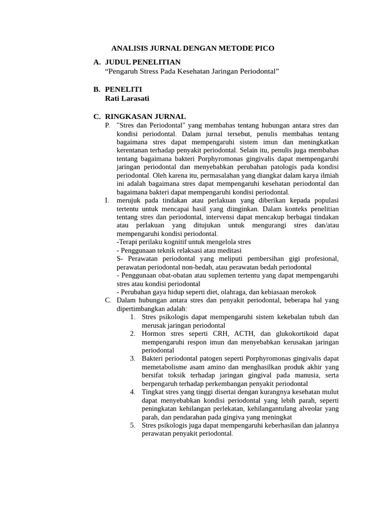 Analisis Jurnal Dengan Metode Pico | PDF | Pengembangan Diri