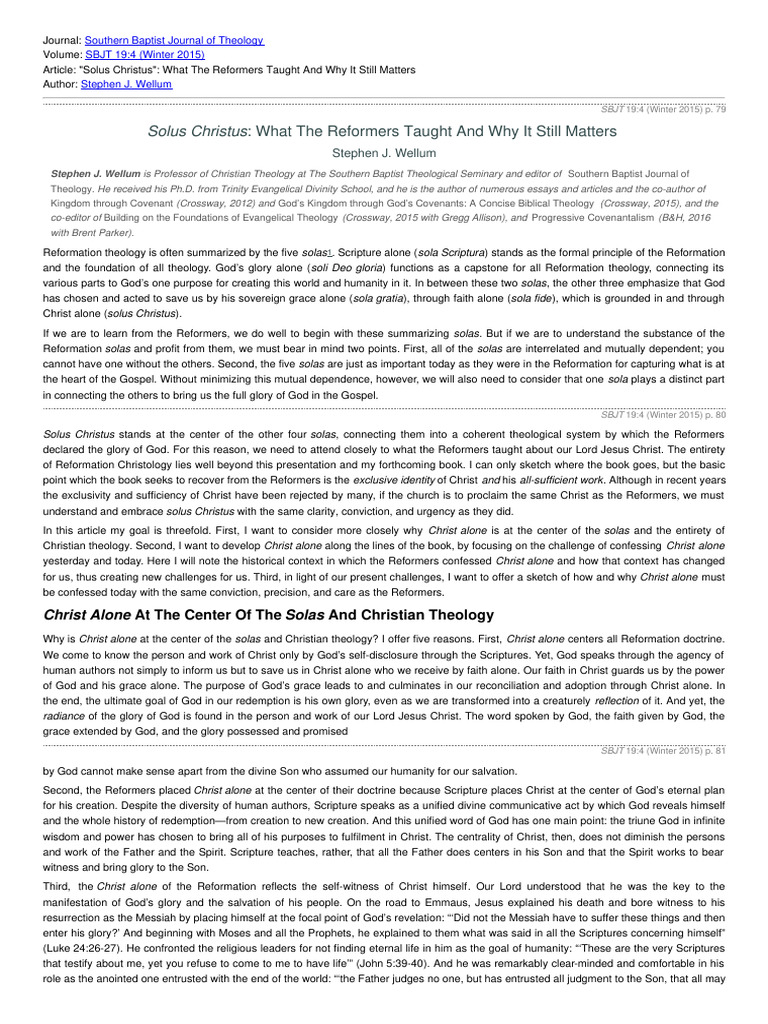 STEPHEN WELLUM | PDF | Covenant Theology | Salvation