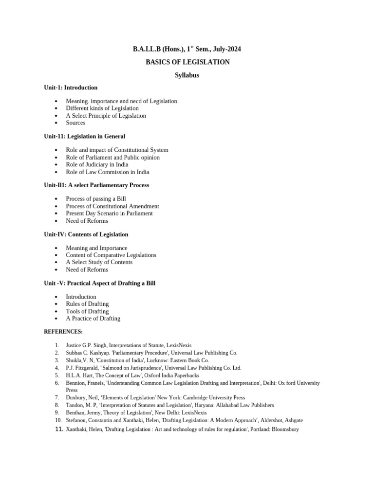 Basics of Legislation | PDF