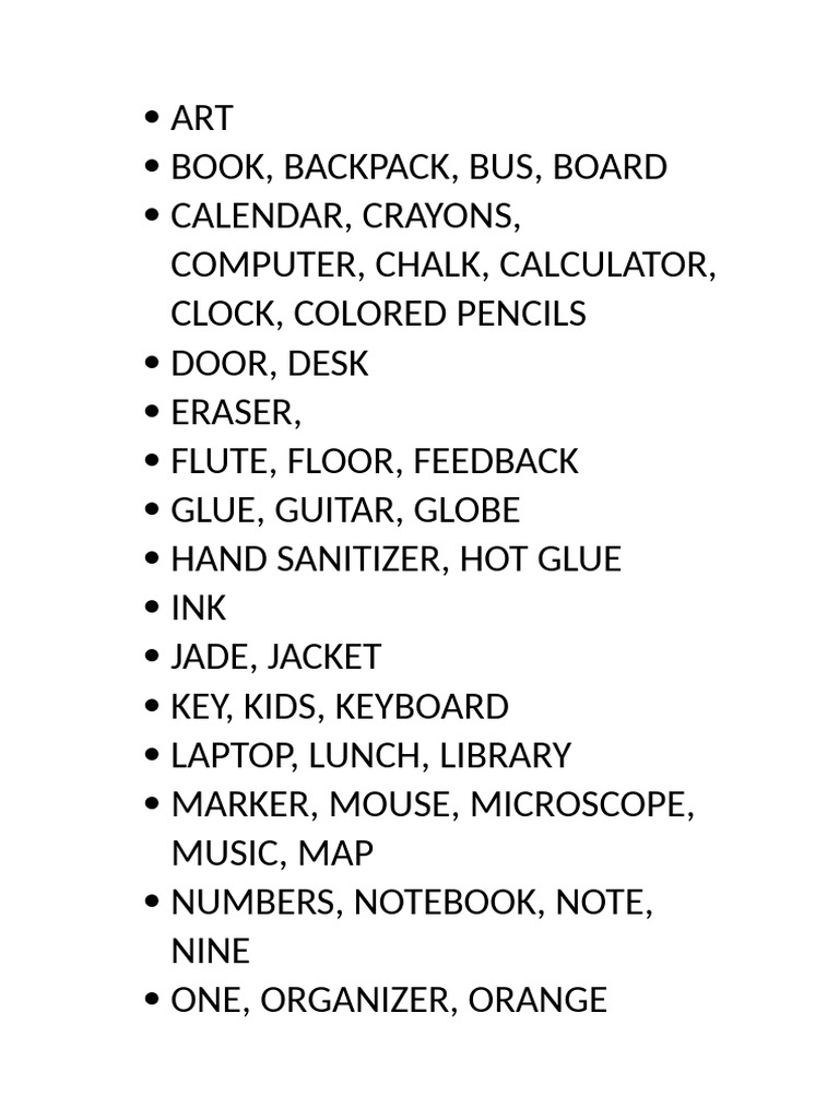 School Objects Letter | PDF