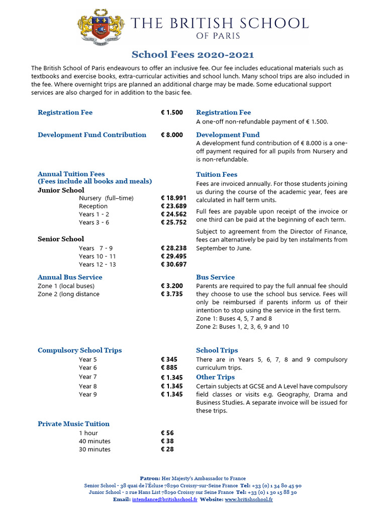BSP_Fees_list_2020-21 | PDF | Banks | Payments