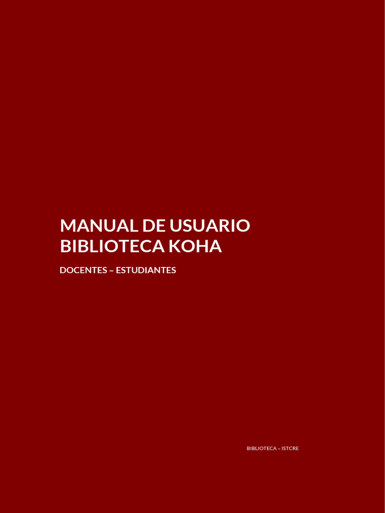Manual Koha Para Biblioteca Istcre Pdf Contraseña Internet