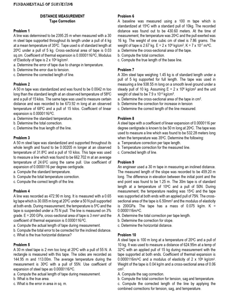 Chapter 1 Tape Correction | PDF | Measurement | Young's Modulus