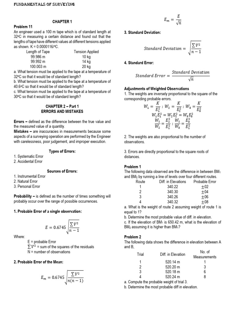 Surveying Errors and Probable Values | PDF | Mean | Measurement