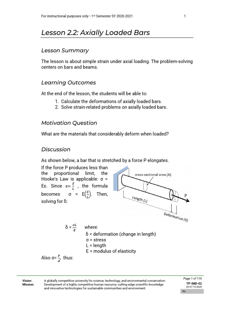 Module 1 Axially Loaded Bars | PDF | Deformation (Engineering ... Module 1 Axially Loaded Bars | PDF | Deformation (Engineering ...