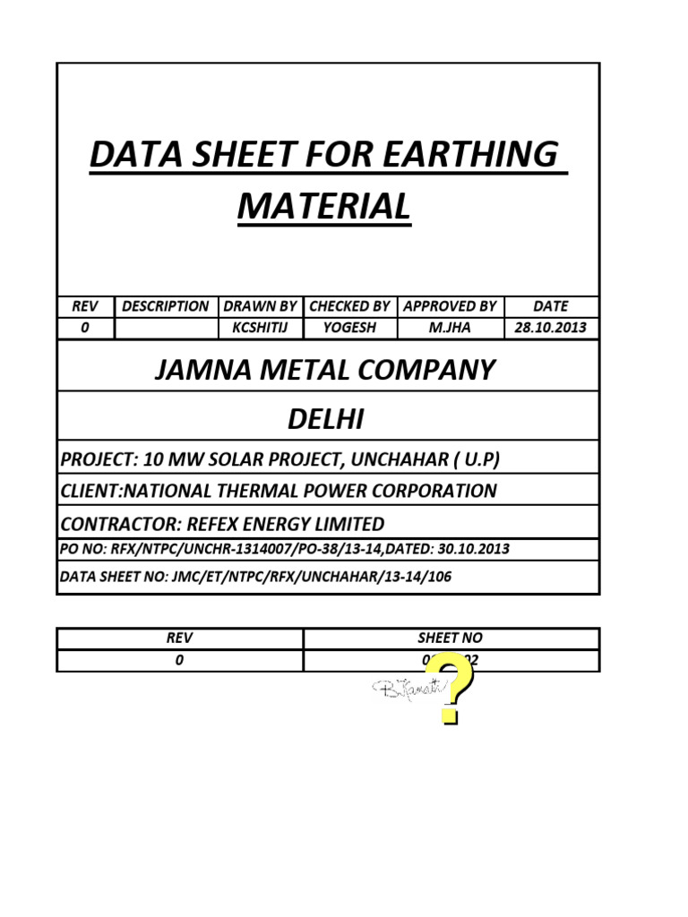 Earthing Material Data Sheet | PDF | Galvanization | Building Materials