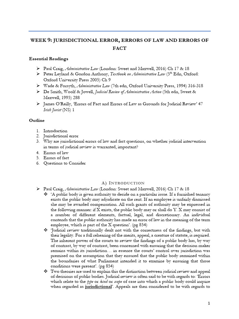 Administrative Law I-Week 9 Handout | PDF | Certiorari | Appeal