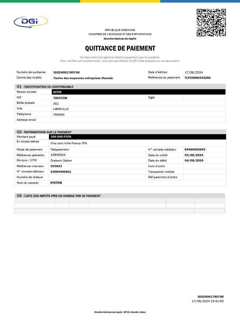 QUI Quittance QUI24061790748 240617 | PDF | Économie | Paiements