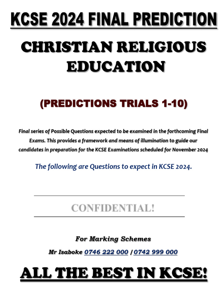 Kcse 2024 Cre Final Prediction | PDF | Jesus | Covenant (Biblical)