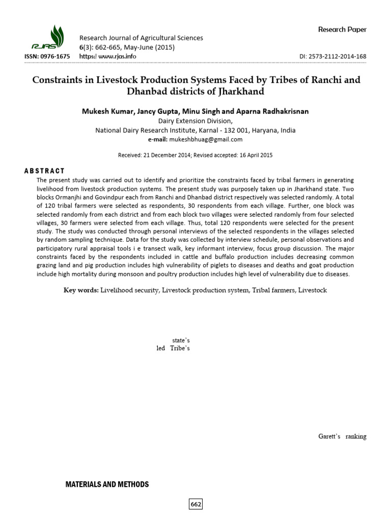 RJAS. 2573 | PDF | Livestock | Agriculture