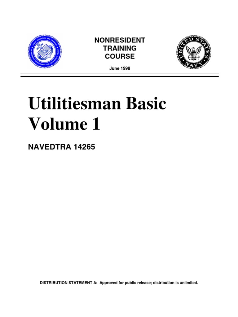 US Navy Course NAVEDTRA 14265 - Utilities Man Basic, Volume 1 | PDF ...