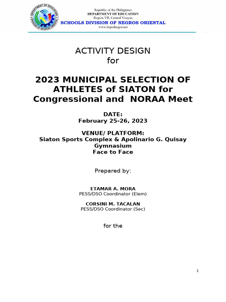 Sample Activty Design | PDF | Sports