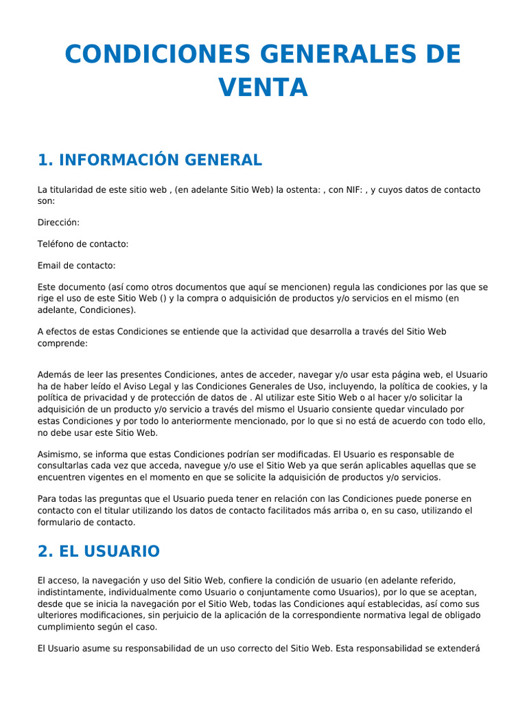 Condiciones Generales Venta | PDF | Política de privacidad | Red mundial