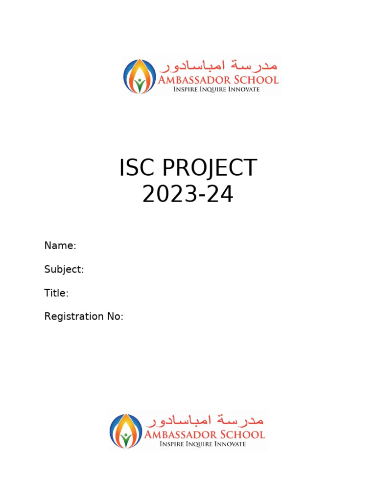 ISC Front Page and Certificate | PDF