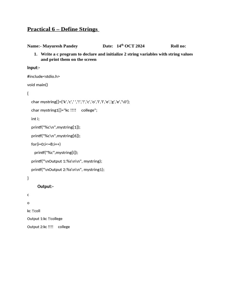 Practical 5 | PDF | String (Computer Science) | Computer Engineering