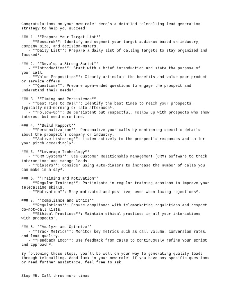 telecalling strategy | PDF | Customer Relationship Management | Call Centre